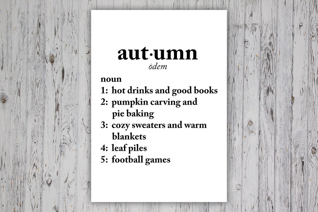 Autumn Definition, Fall Printable, Wall Decor, Digital File - Etsy