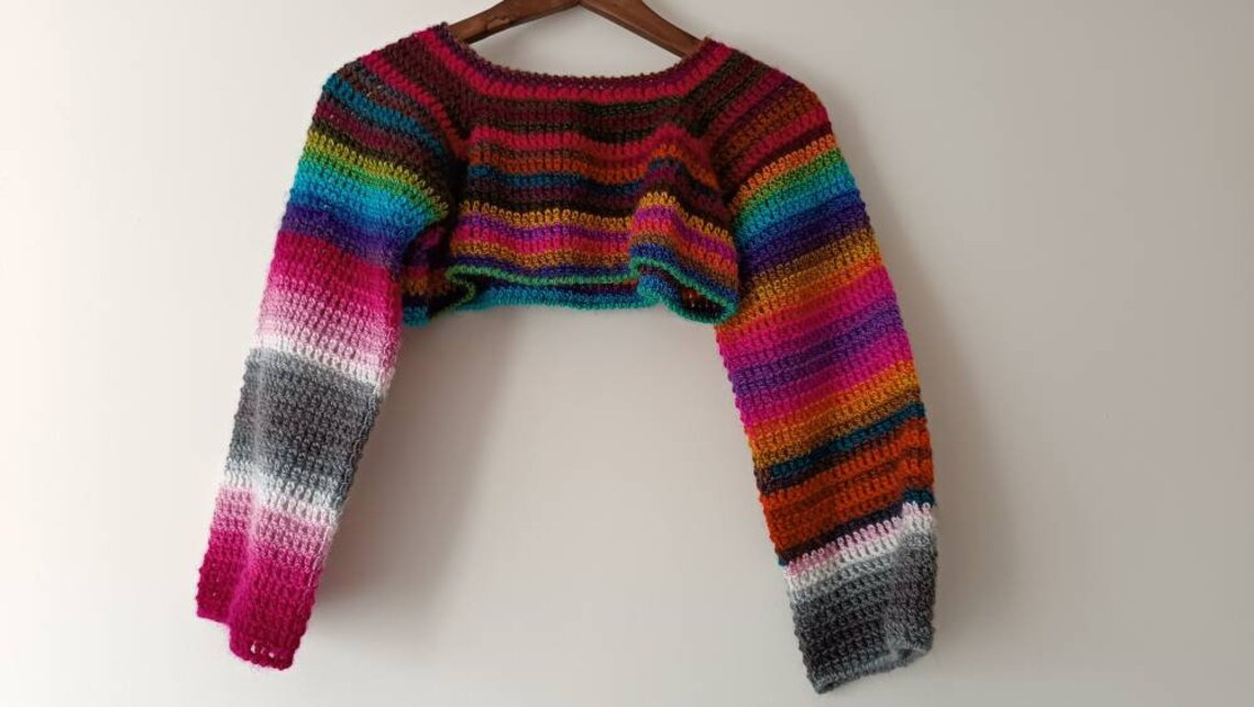 Y2K Crocheted Knitted Shrug Top retro Handmade Unique - Etsy