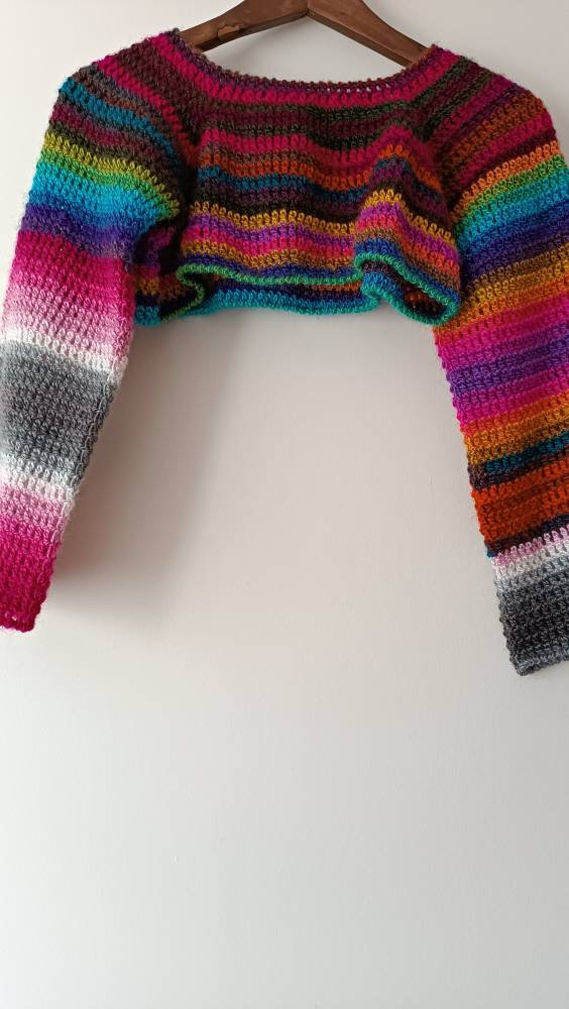 Y2K Crocheted Knitted Shrug Top retro Handmade Unique - Etsy