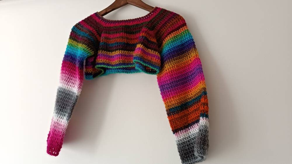 Y2K Crocheted Knitted Shrug Top ,retro Handmade, Unique, Festival Mesh ...