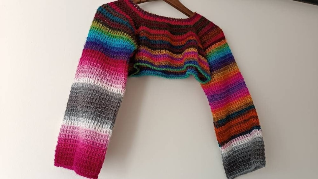 Y2K Crocheted Knitted Shrug Top ,retro Handmade, Unique, Festival Mesh ...