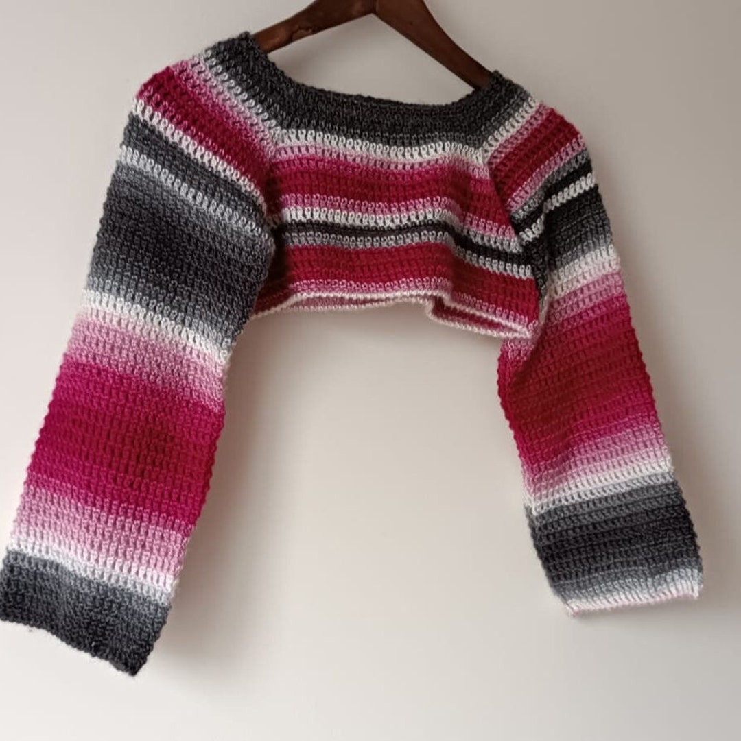 Y2K Crocheted Knitted Shrug Top ,retro Handmade, Unique, Festival Mesh ...