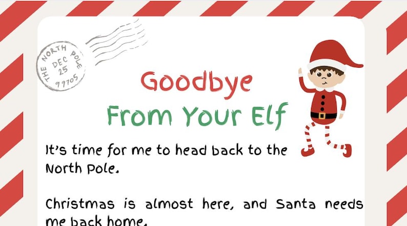 Elf on the Shelf Goodbye Letter Printable PDF – Christmas Elf Farewell ...