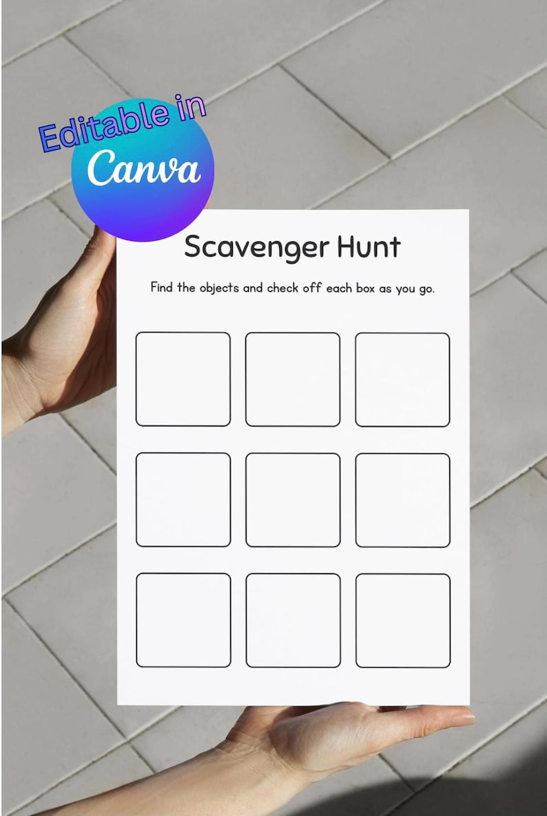 Editable Scavenger Hunt Template | Custom Printable Worksheet | Indoor ...