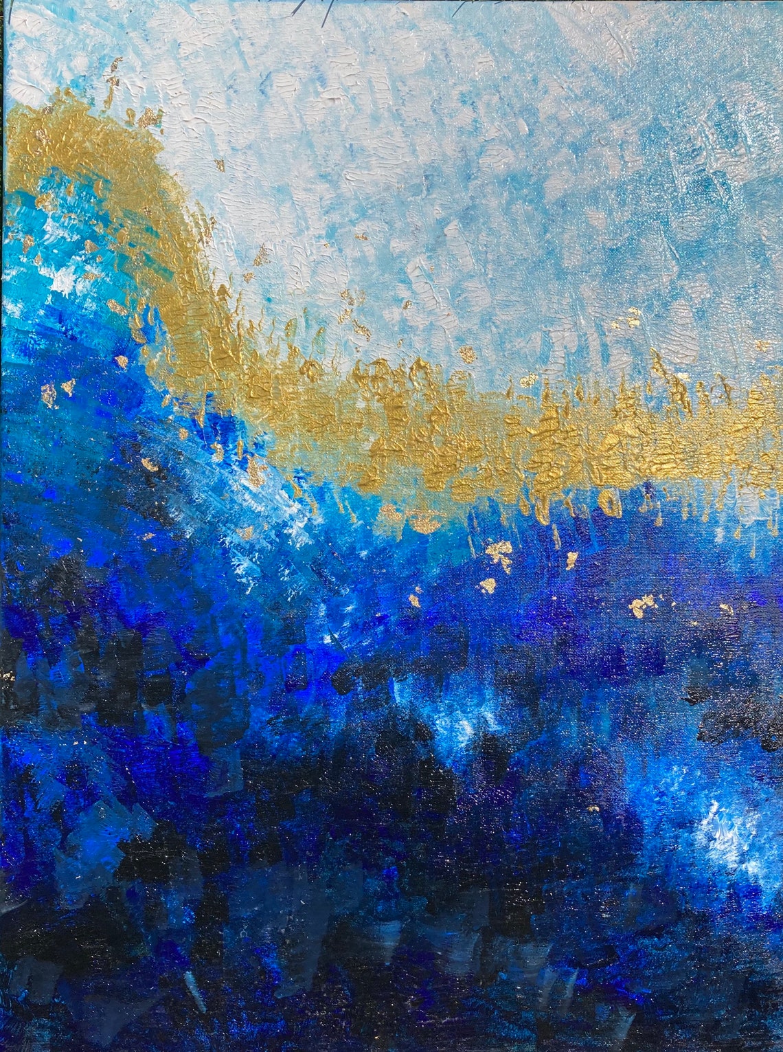 Ocean Blue Abstract Painting - Etsy Israel
