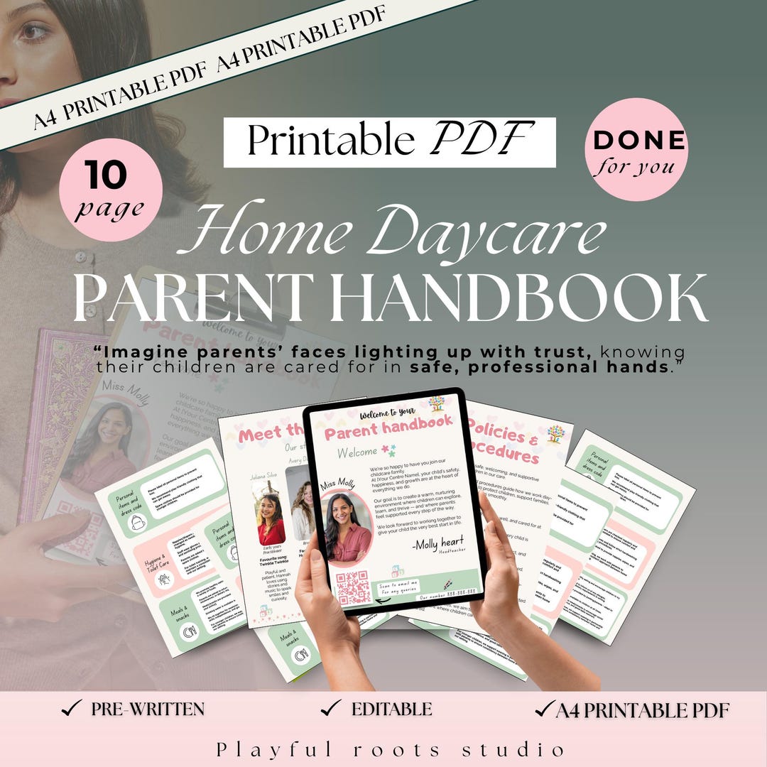 Editable Home Day Care Parent Handbook | Welcome Packet | Childcare ...
