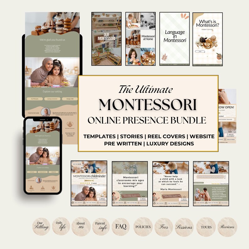 Montessori Social Media Kit | Montessori Website | Canva Templates for ...