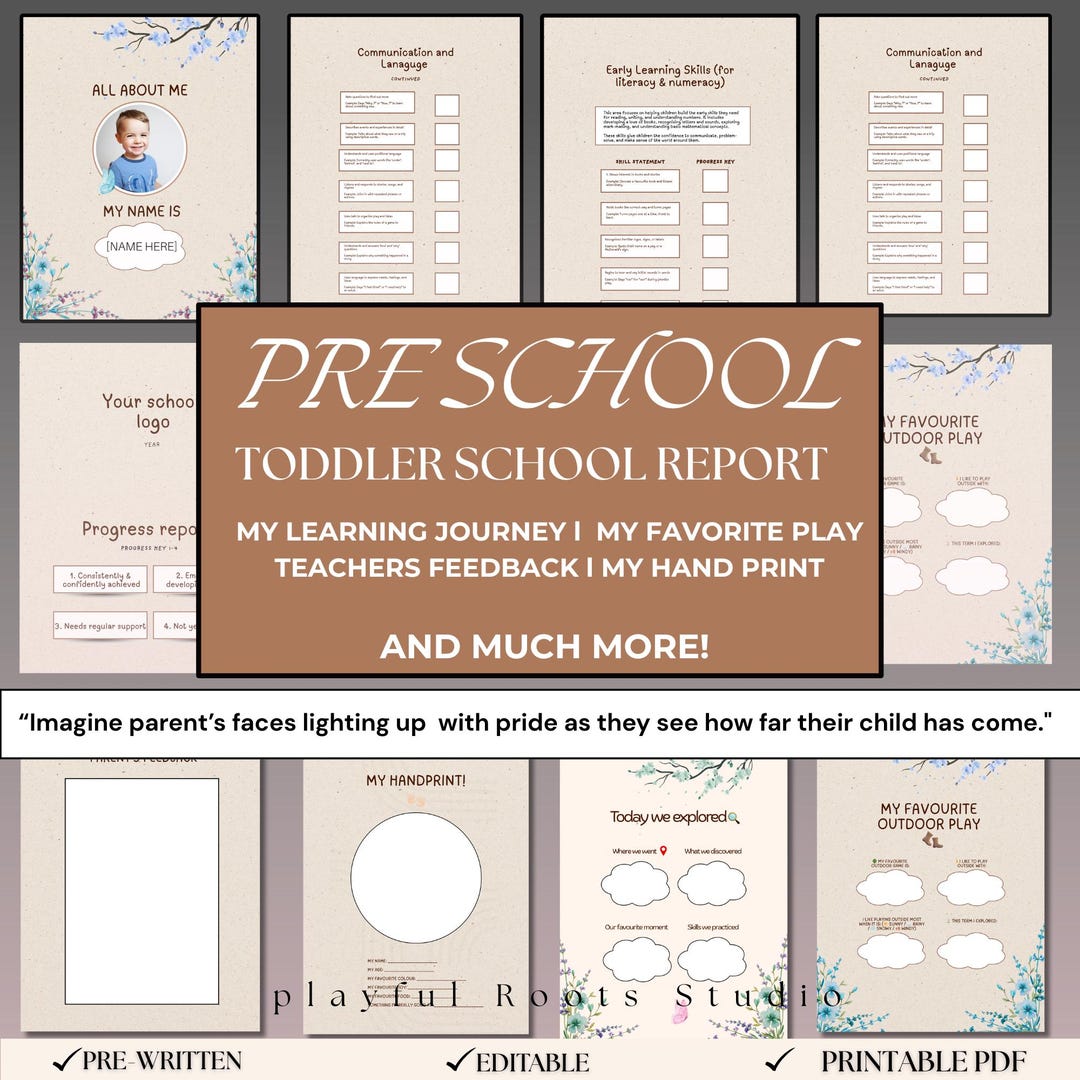 Preschool Toddler Progress Report | Learning Checklist | Monthly ...
