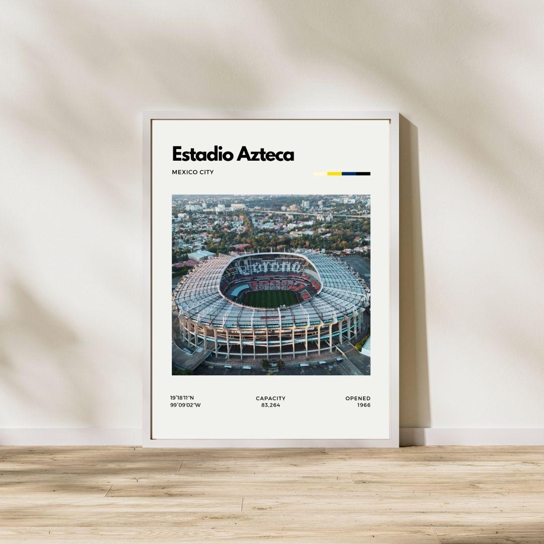 Estadio Azteca Poster | Mexico City Minimalist Football Stadium Print ...