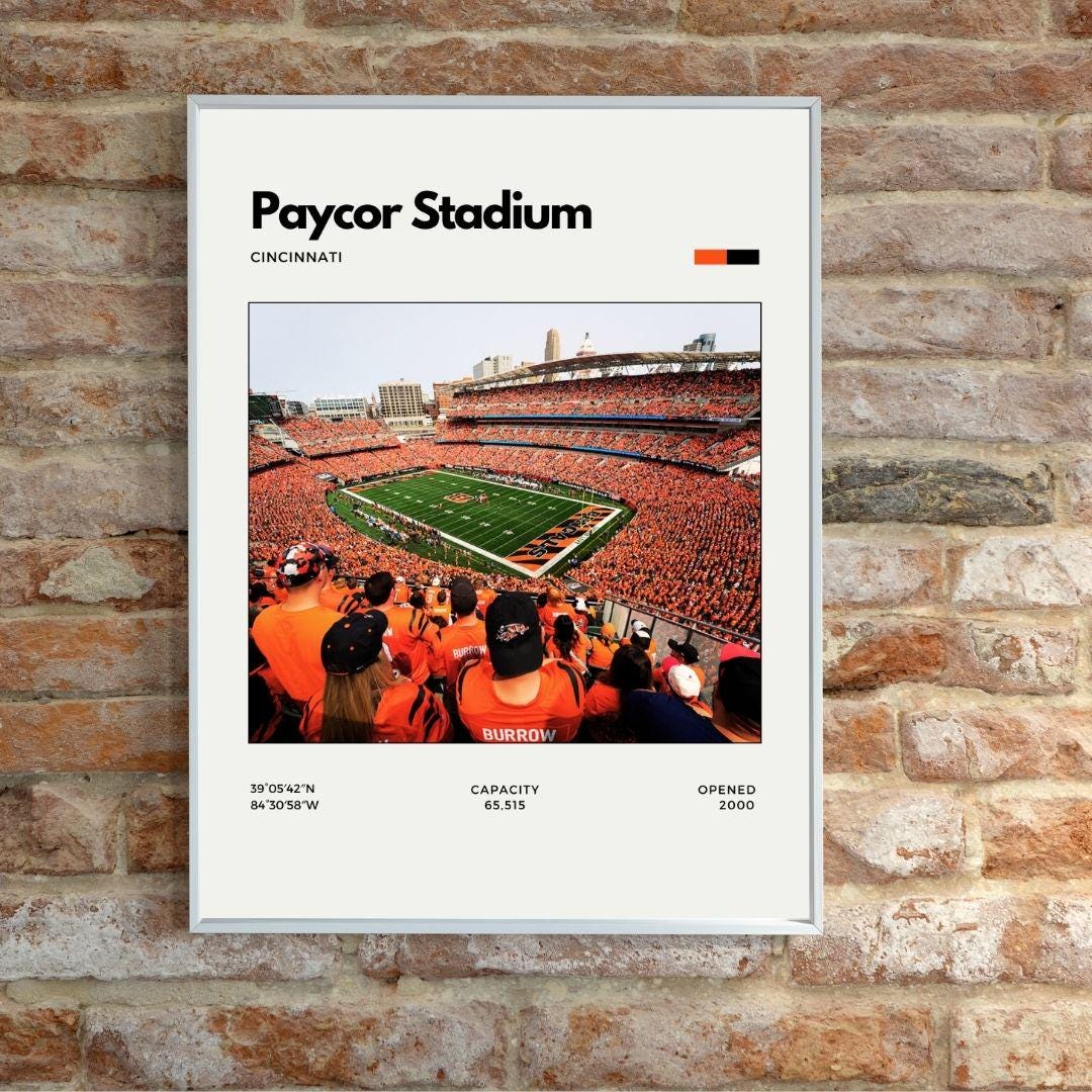 Paycor Stadium Cincinnati Digital Print | Bengals Stadium Poster - Etsy