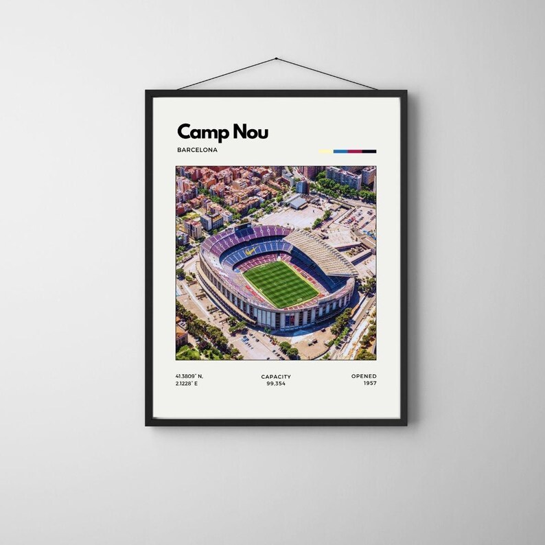 Camp Nou Stadium Poster FC Barcelona | Minimalist Football Print - Etsy