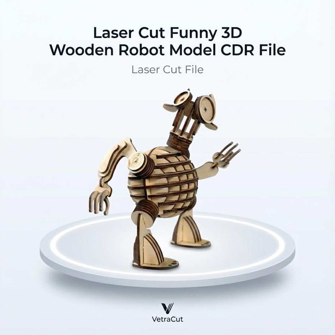 Laser Cut Funny 3D Wooden Robot Model | CDR DXF Vector File - Etsy