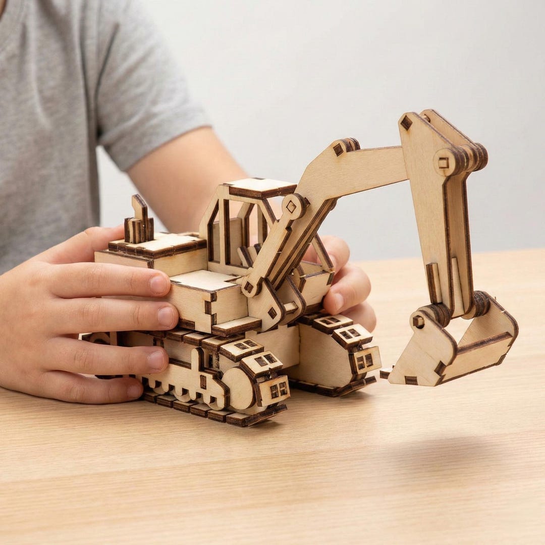 3D Wooden Construction Excavator Laser Cut Files - Etsy