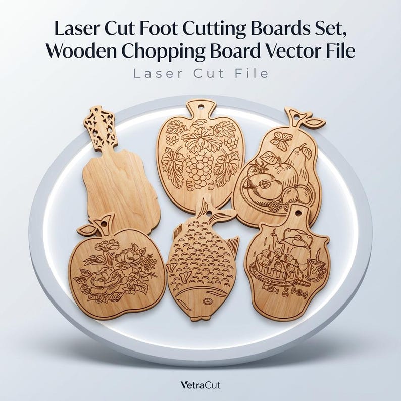 Laser Cut Foot Cutting Boards Set | Wooden Chopping Board Vector File ...