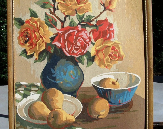 Vintage Paint by Number Still Life Roses & Pears - Etsy