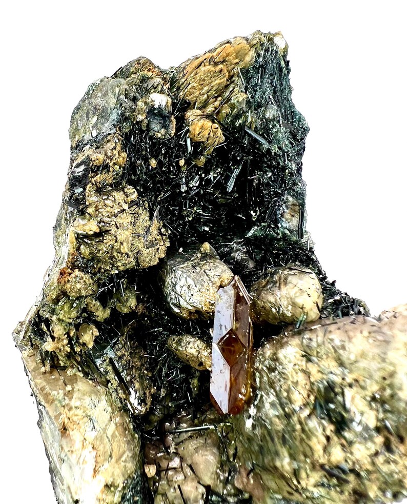 315 Gram Natural Rare Sphene Titanite Crystal Cluster With Aegirine on ...