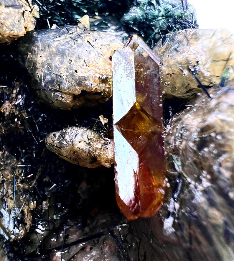 315 Gram Natural Rare Sphene Titanite Crystal Cluster With Aegirine on ...