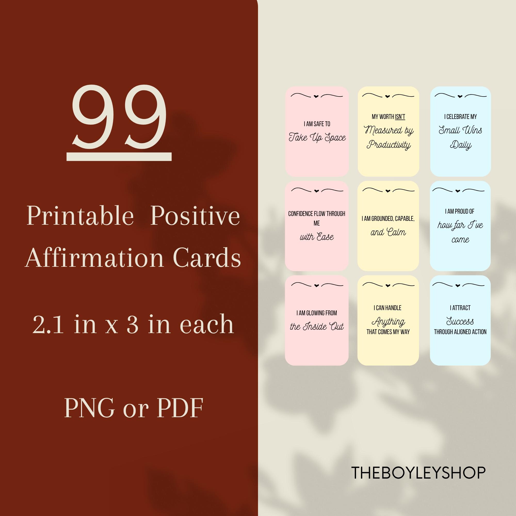 99 Positive Affirmation Cards | Printable Self Love & Mindset Deck ...