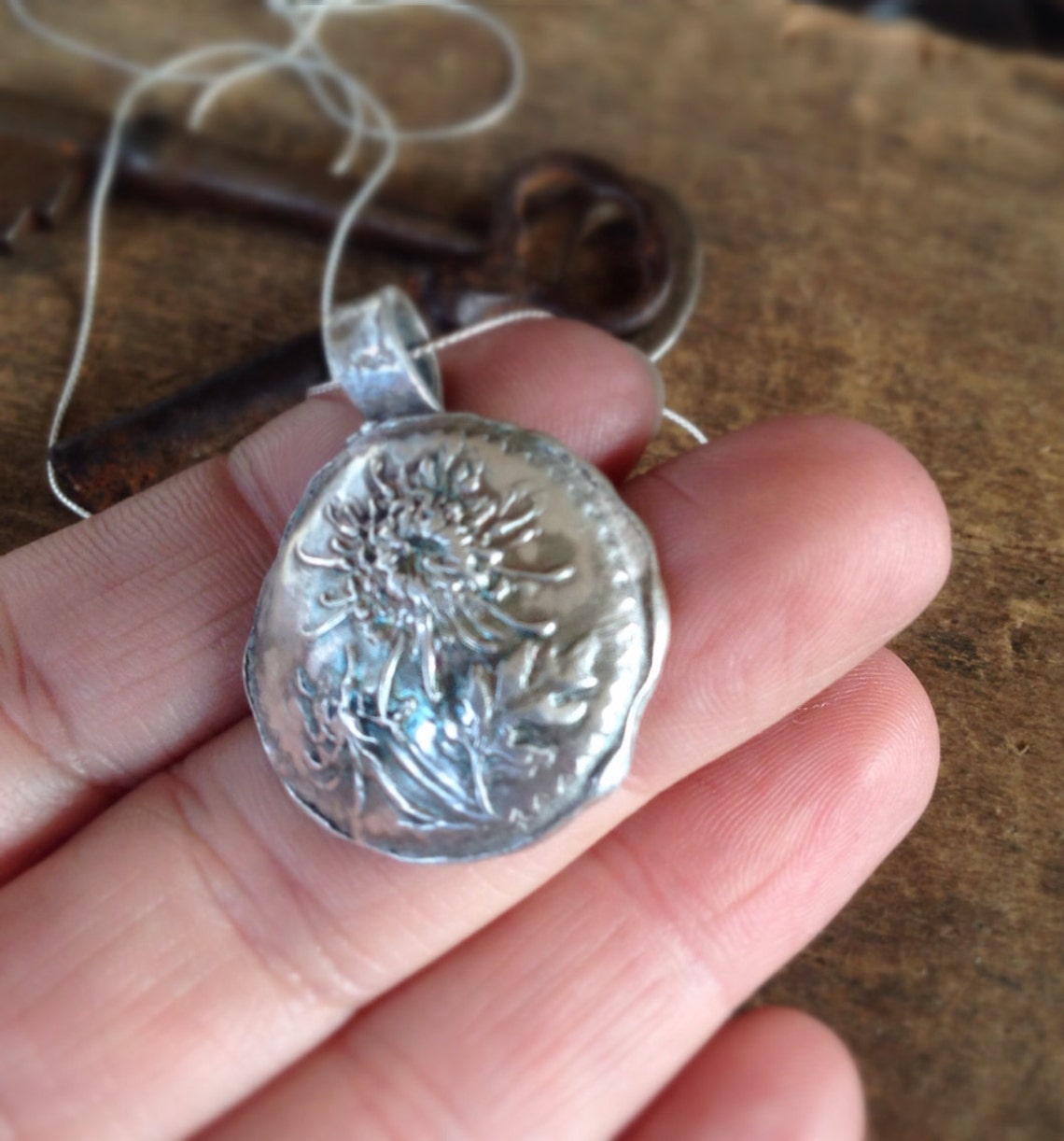 Nature Inspired Flower Botanical Necklace Silver Pendant - Etsy