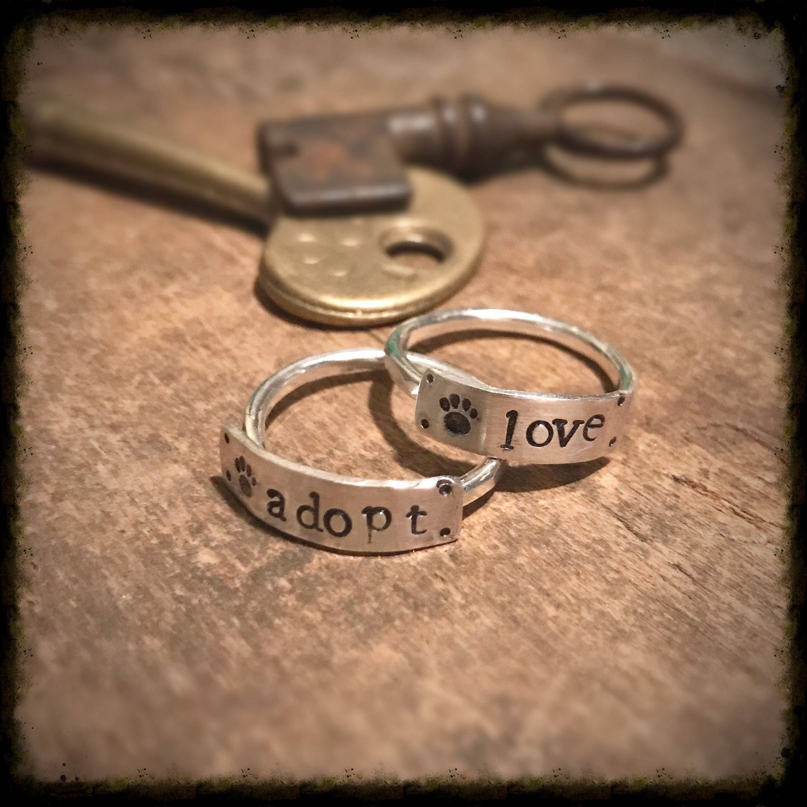 Pet Name Ring With Pawprint Engraved Ring Personalized | Etsy