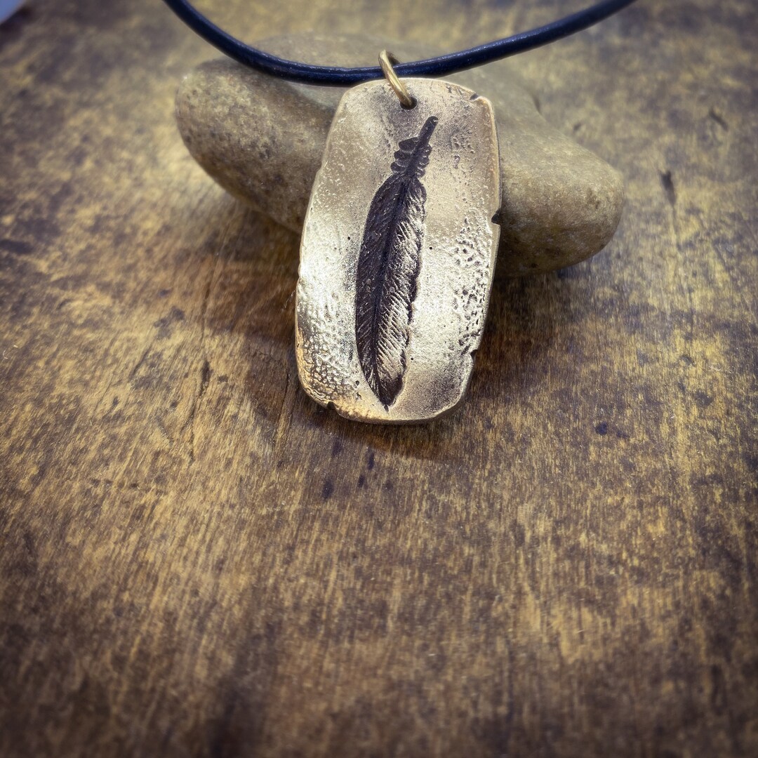 Men’s Necklace Dog Tag Style, Men's Feather Pendant on Ball Chain or ...