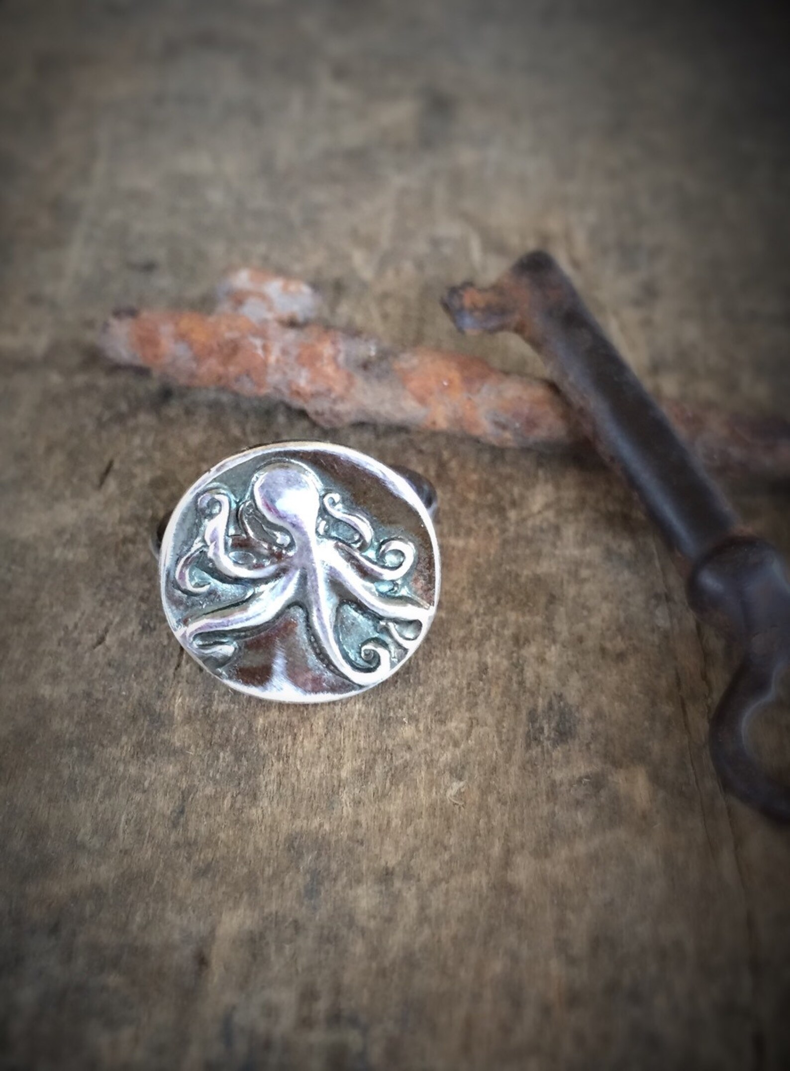 Octopus Rings for Women, Silver Beach Jewelry Statement Ring, Handmade ...
