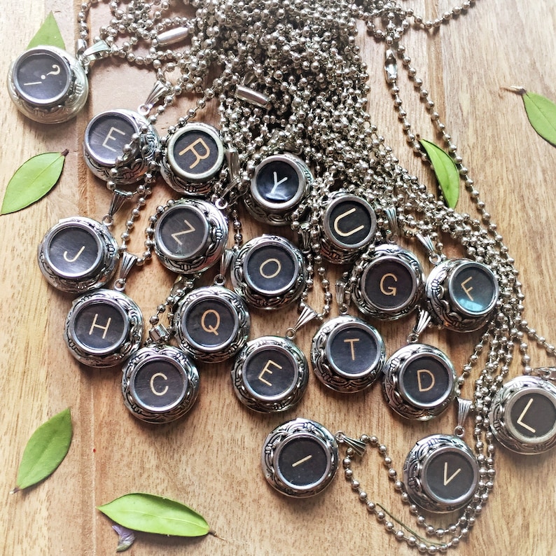 Typewriter Necklace Locket Personalized Letter Initial - Etsy