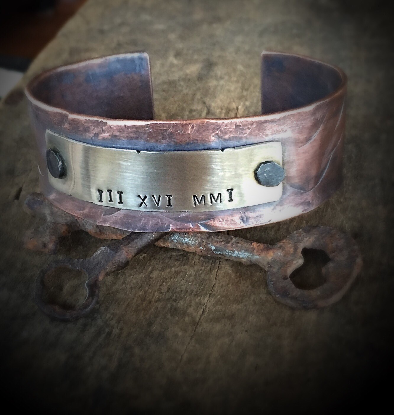 Personalized Copper Cuff Bracelet, Roman Numeral, Men's Jewelry - Etsy