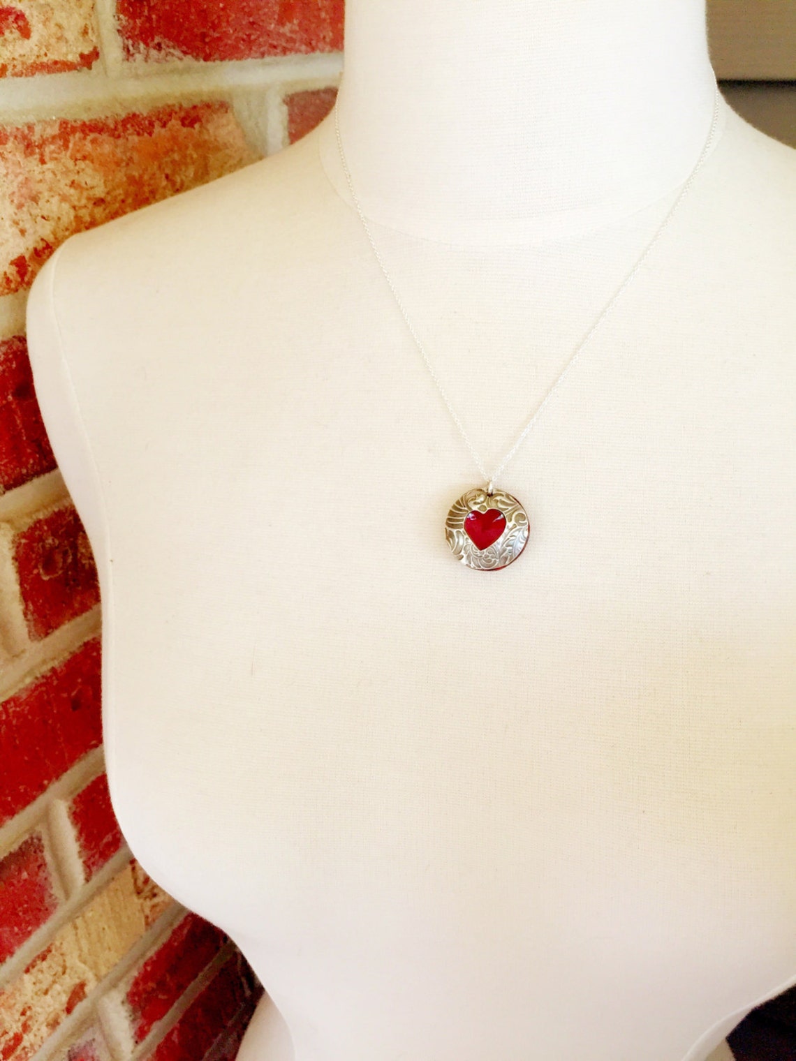 Silver Heart and Red Enamel Handmade Locket Cut Out Heart - Etsy