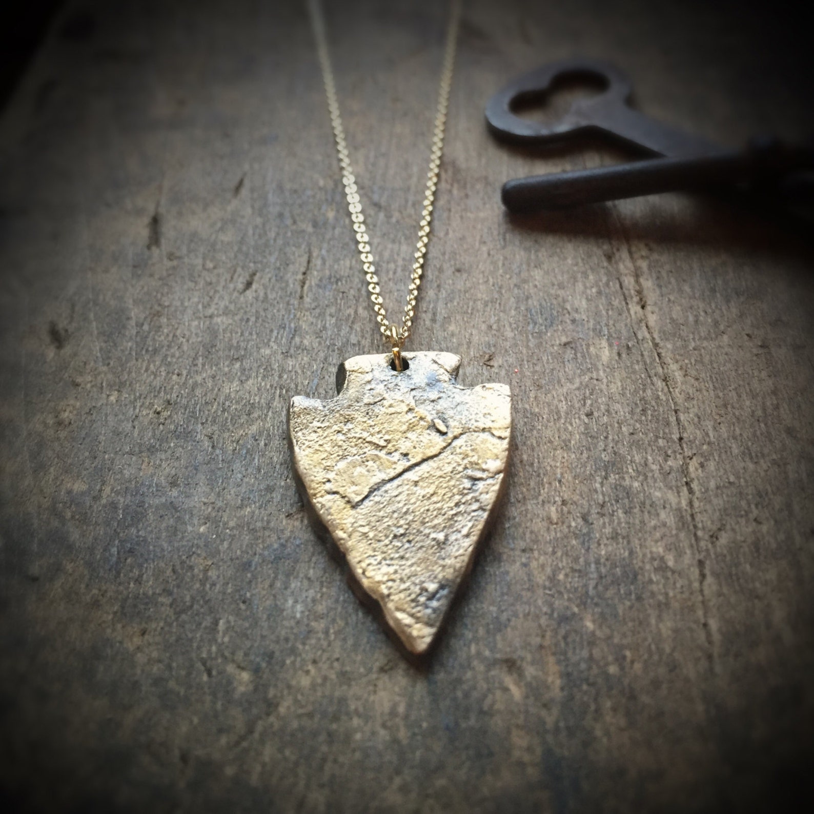 Gold Arrowhead Necklace Handmade Rustic Bronze Pendant - Etsy