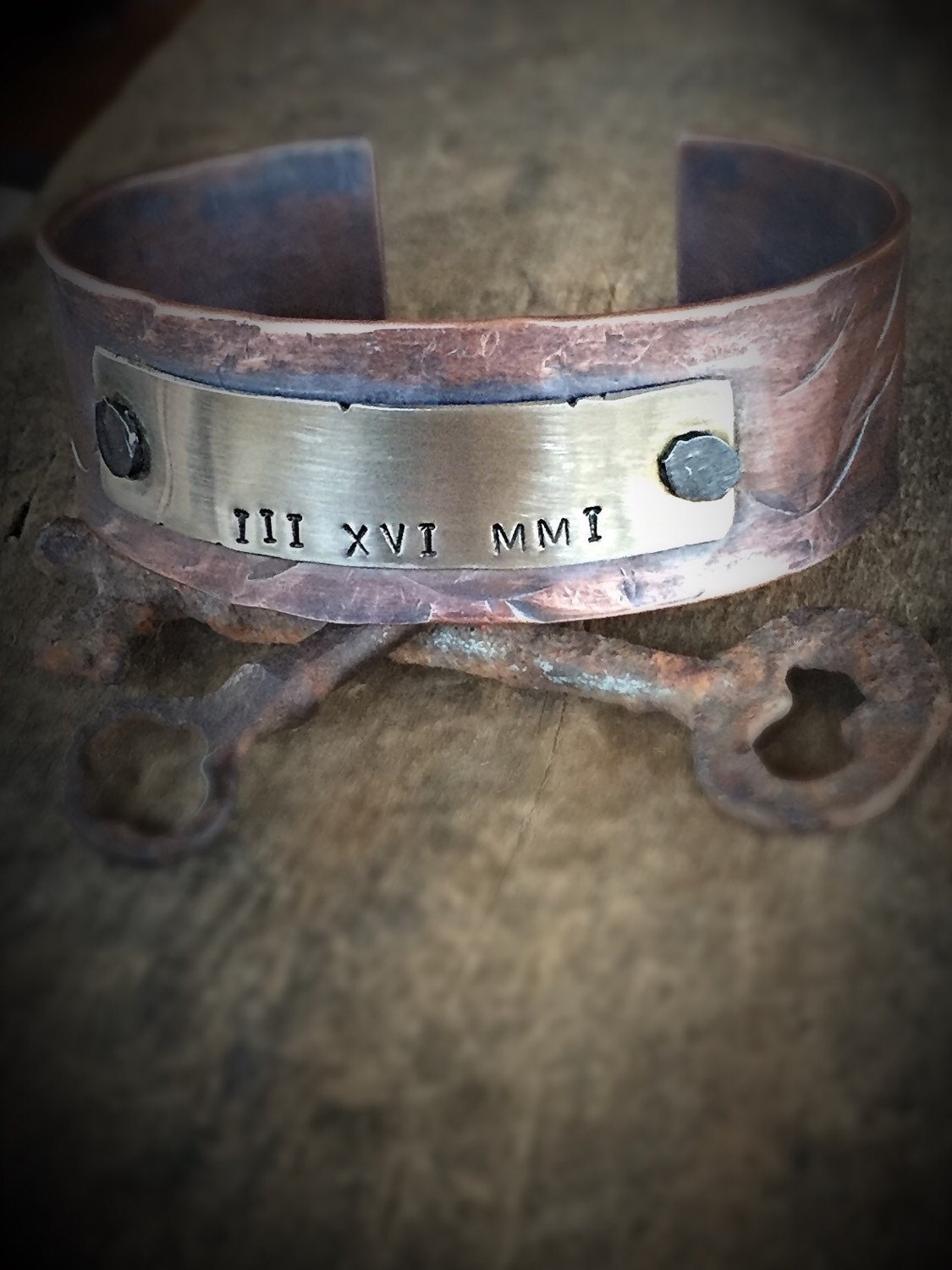 Personalized Copper Cuff Bracelet, Roman Numeral, Men's Jewelry - Etsy