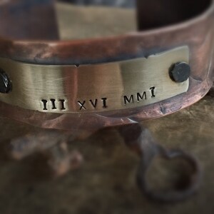 Personalized Copper Cuff Bracelet, Roman Numeral, Men's Jewelry - Etsy