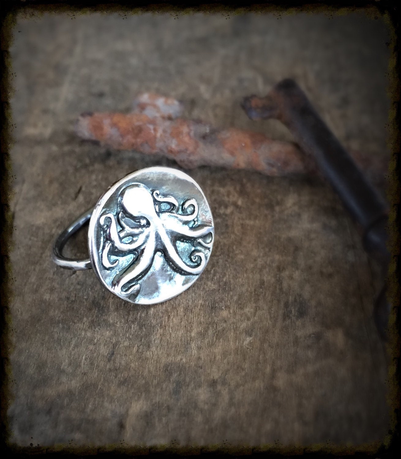 Octopus Rings for Women, Silver Beach Jewelry Statement Ring, Handmade ...