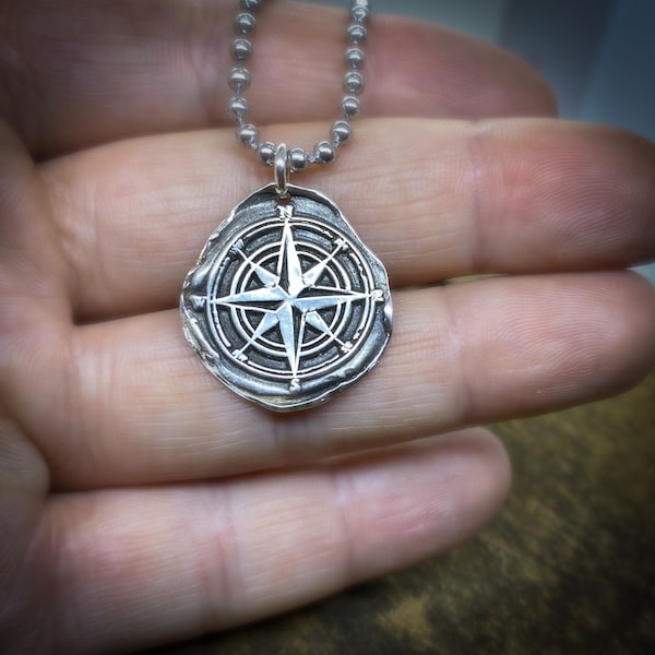 Compass Rose Necklace Men - Etsy