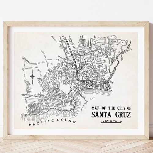 Map of Santa Cruz california Old Map Restored Fine - Etsy