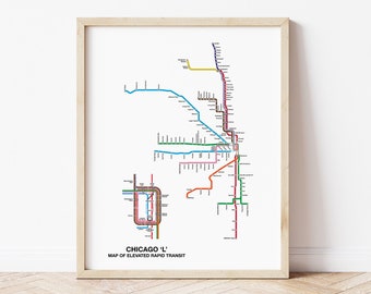 PRINTABLE Chicago CTA Map Chicago Train Map Chicago Wall | Etsy