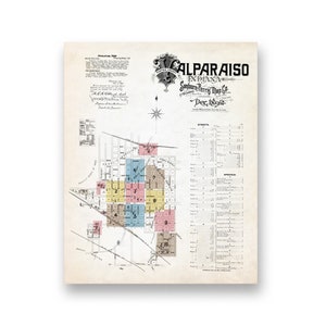 Valparaiso Indiana Map Art - Etsy