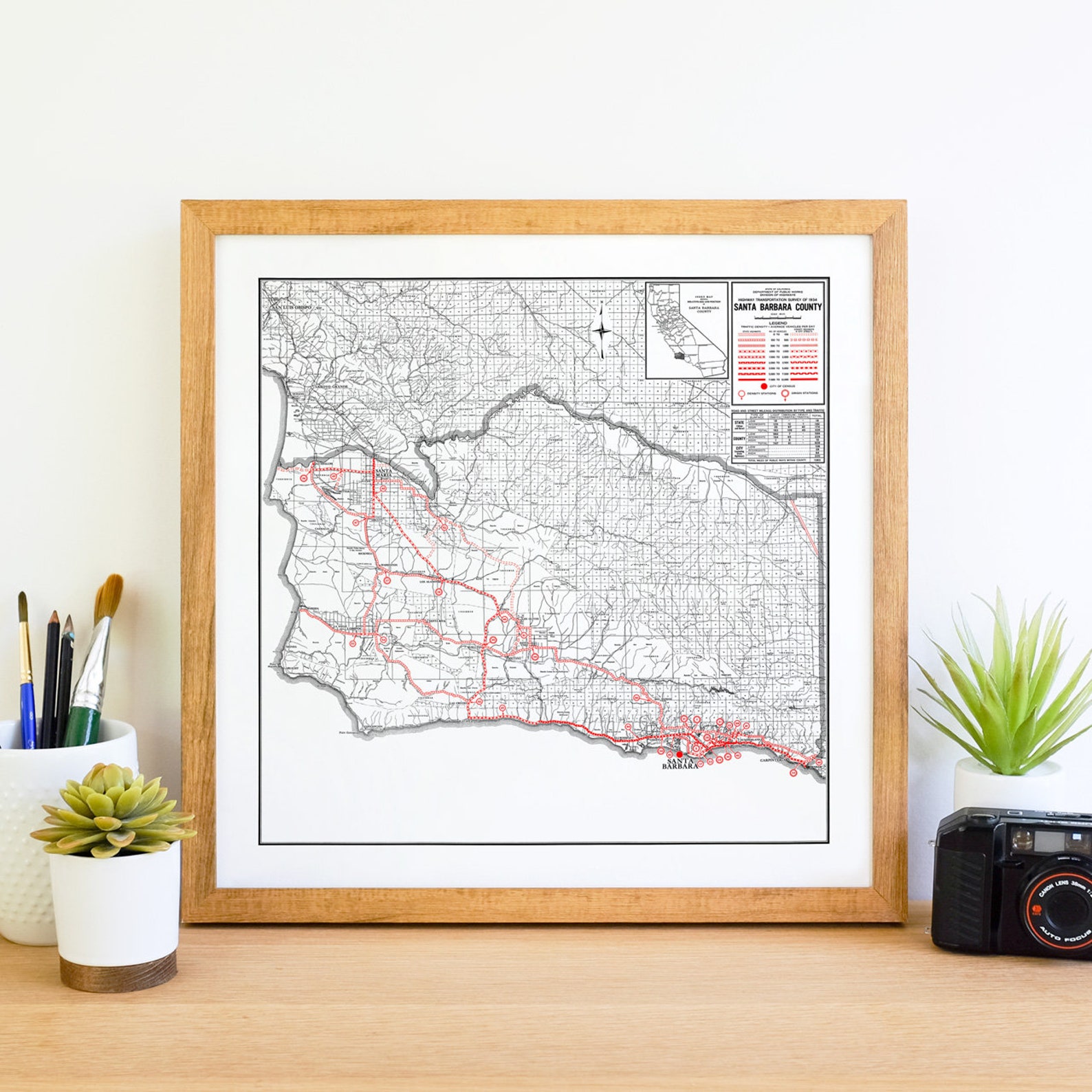 Santa Barbara County, California Map Art - Etsy