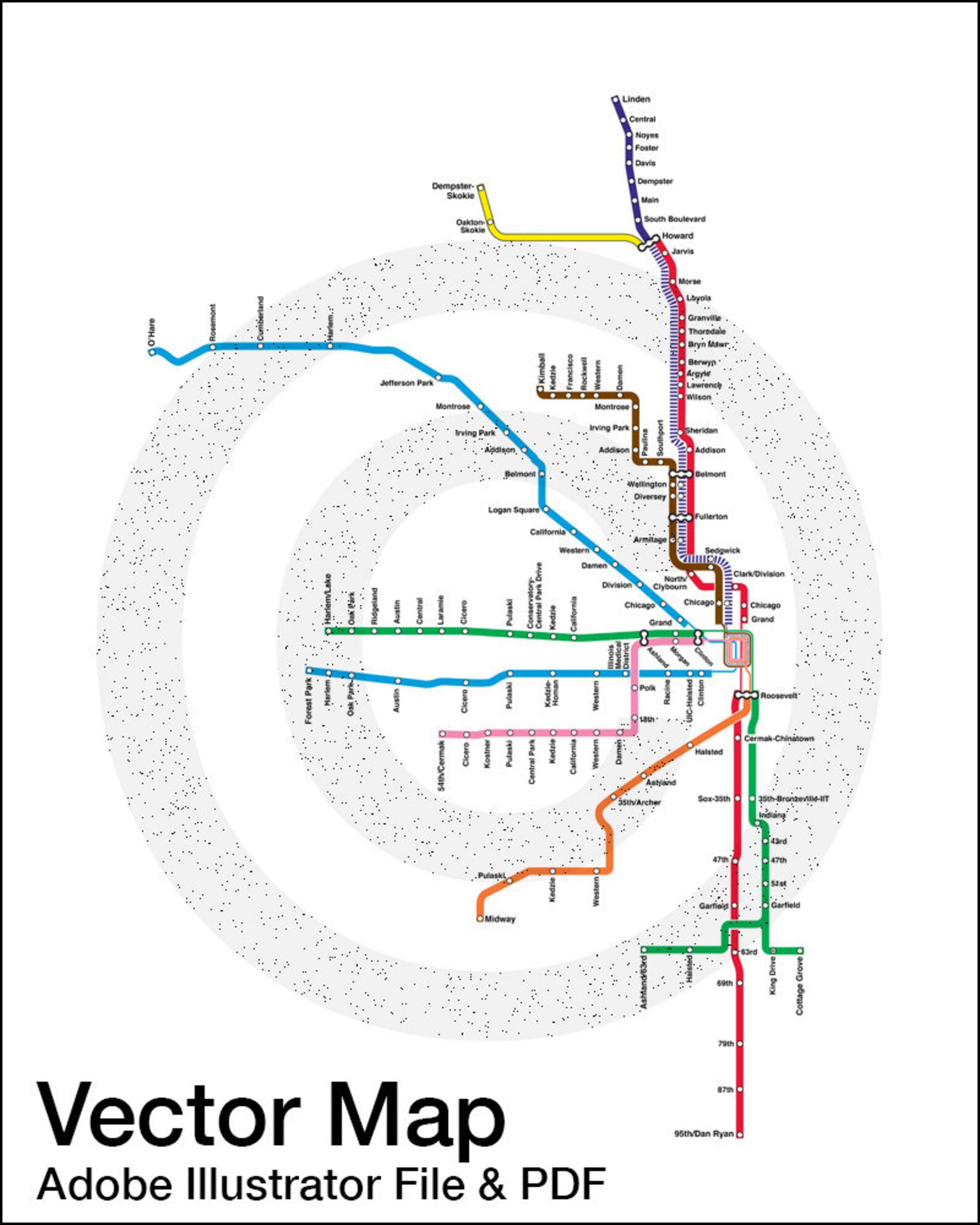 Chicago CTA Map Vector Digital Download - Etsy
