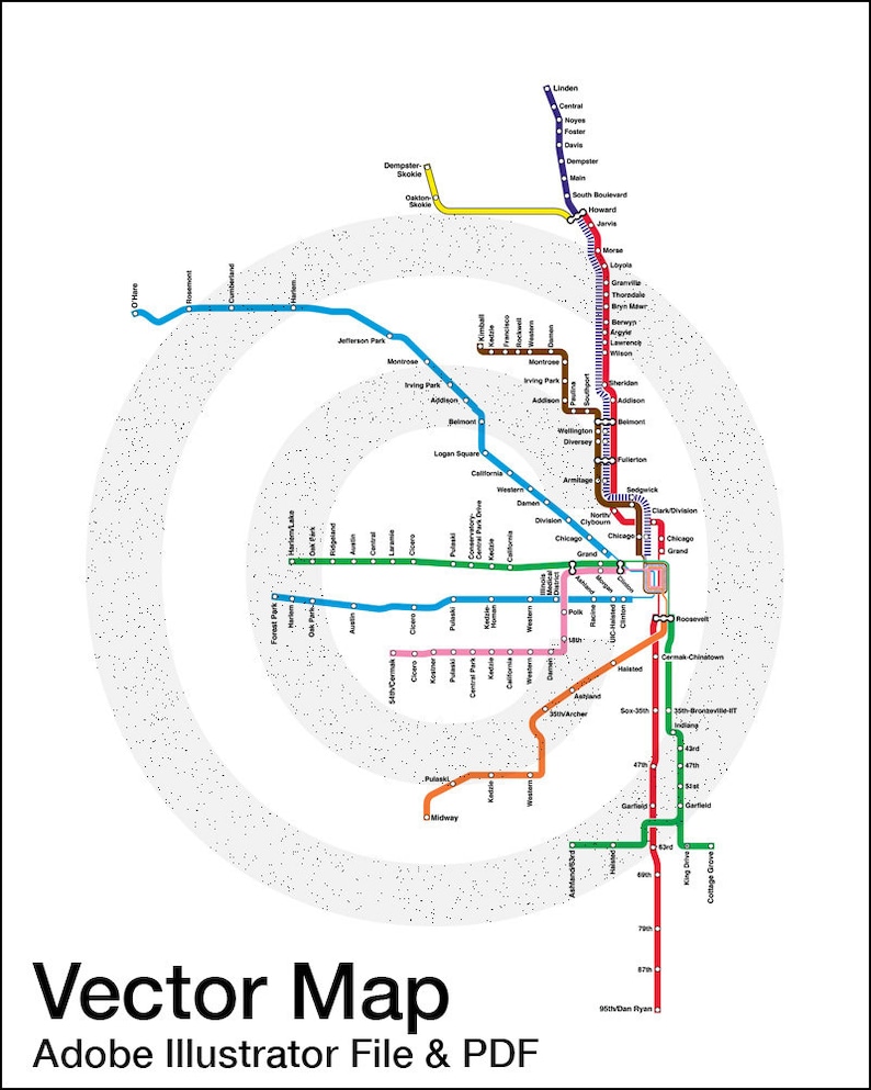 Chicago CTA Map Vector Digital Download - Etsy