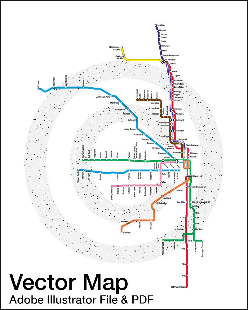 Chicago CTA Map Vector Digital Download - Etsy
