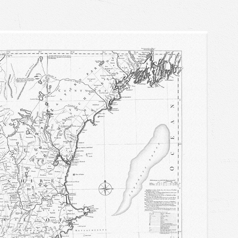 Vintage New England Map Art - Etsy