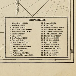 Bermuda Shipwreck Map Art - Etsy