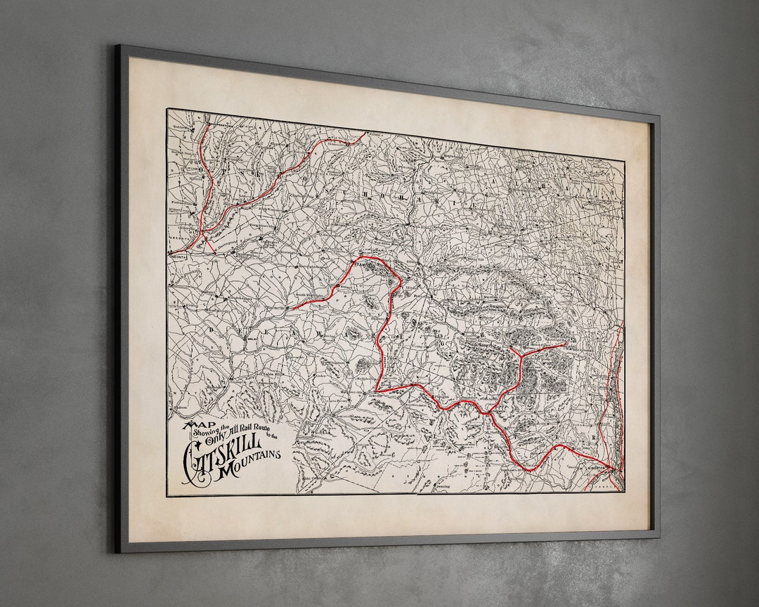 Catskill Mountains Map Art - Etsy