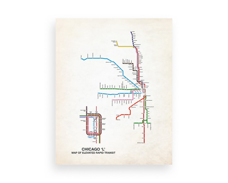 Chicago CTA Map - Etsy