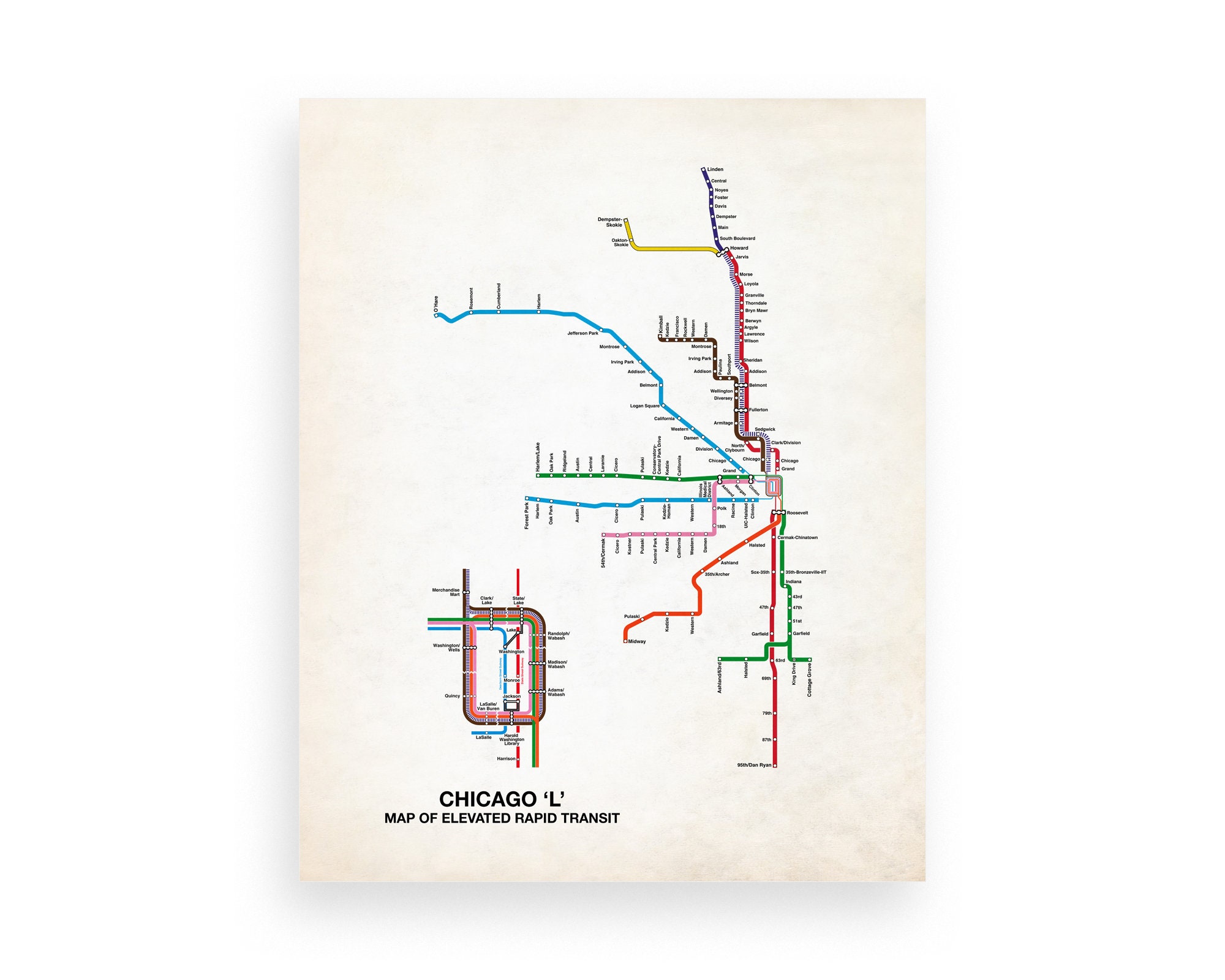 Chicago CTA Map | Etsy