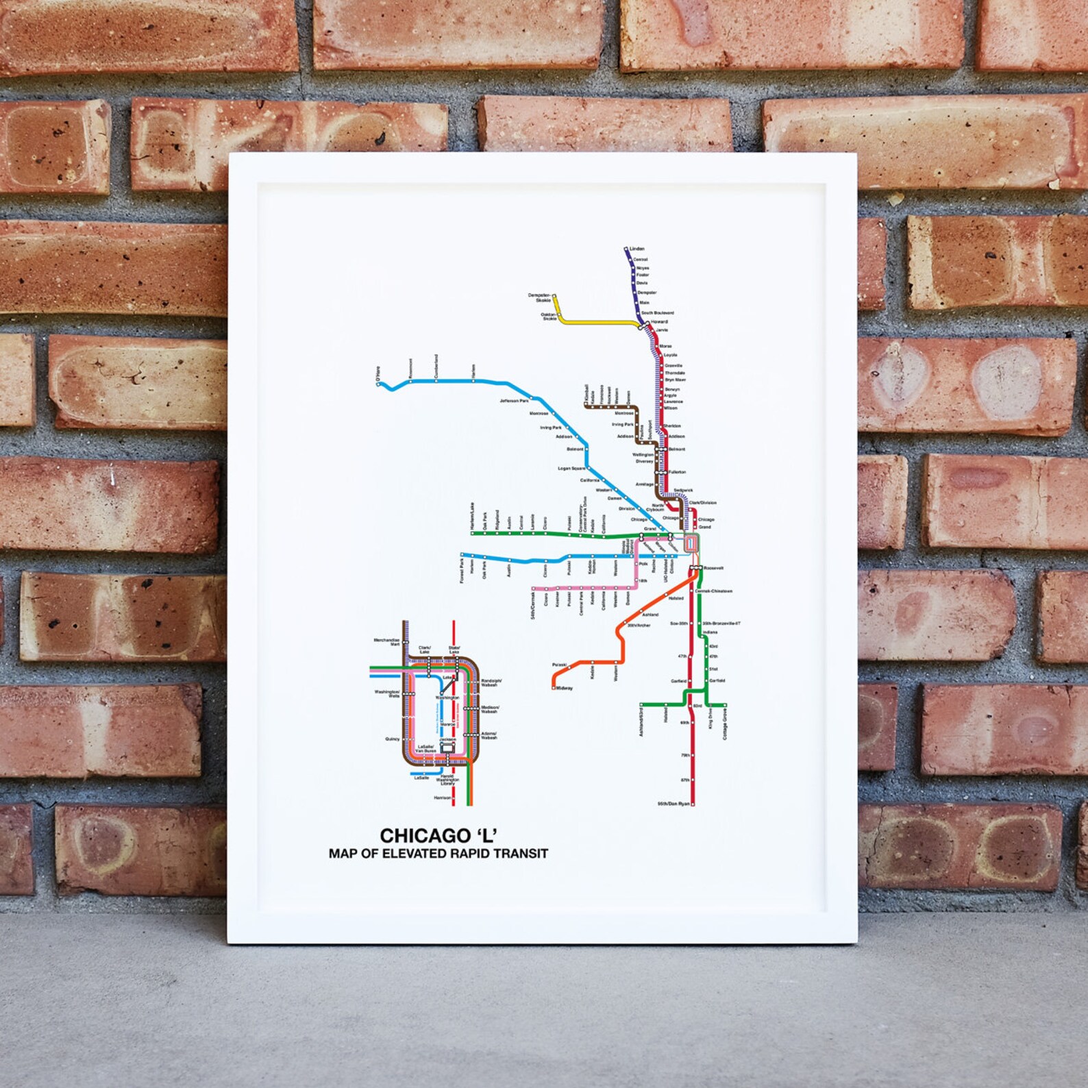 Chicago CTA Map CTA Art Print CTA Poster Chicago Wall Art | Etsy