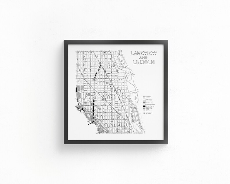 Lakeview & Lincoln Park Chicago Map - Etsy