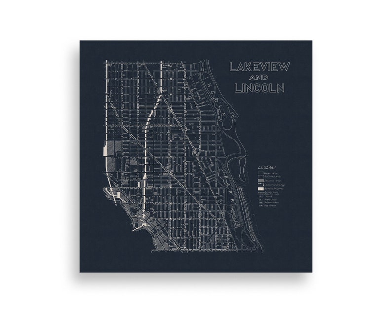 Lakeview & Lincoln Park Chicago Map - Etsy