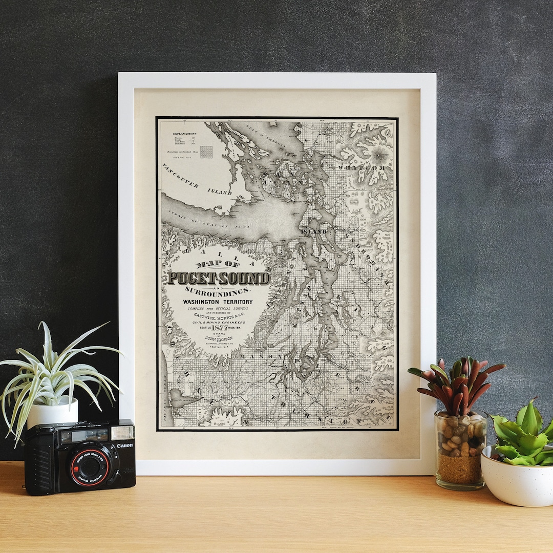 Puget Sound Map Art - Etsy